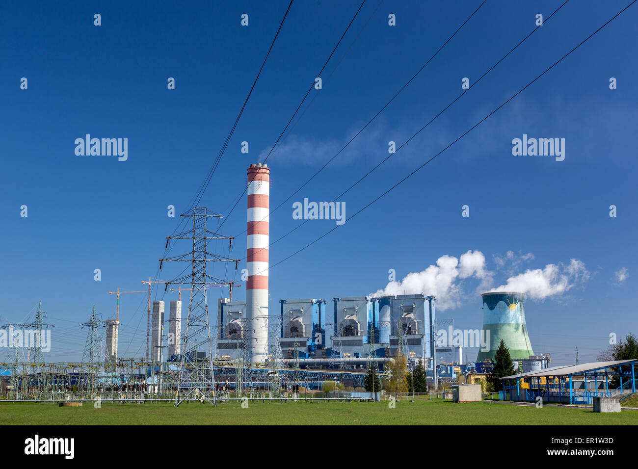 The powerlines at the power station in Poland Opole Stock Photo - Alamy