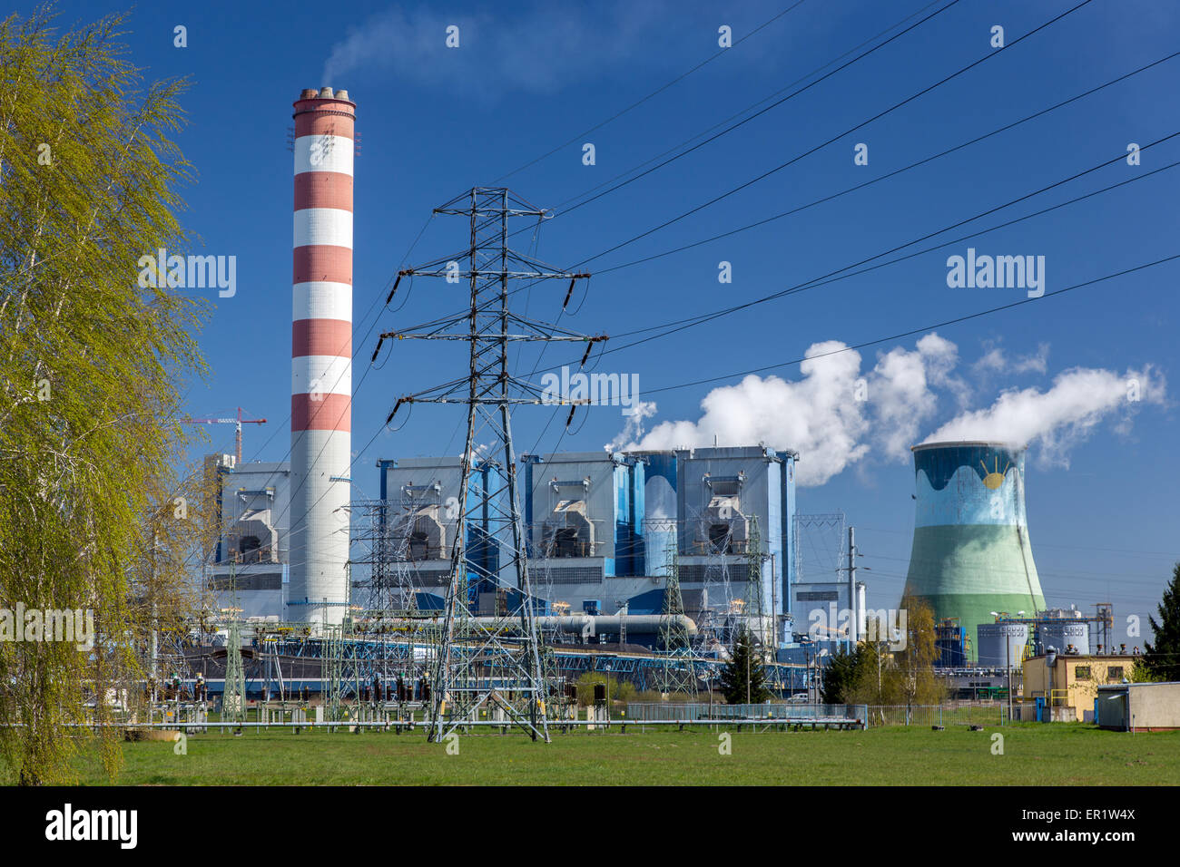The powerlines at the power station in Poland Opole Stock Photo - Alamy