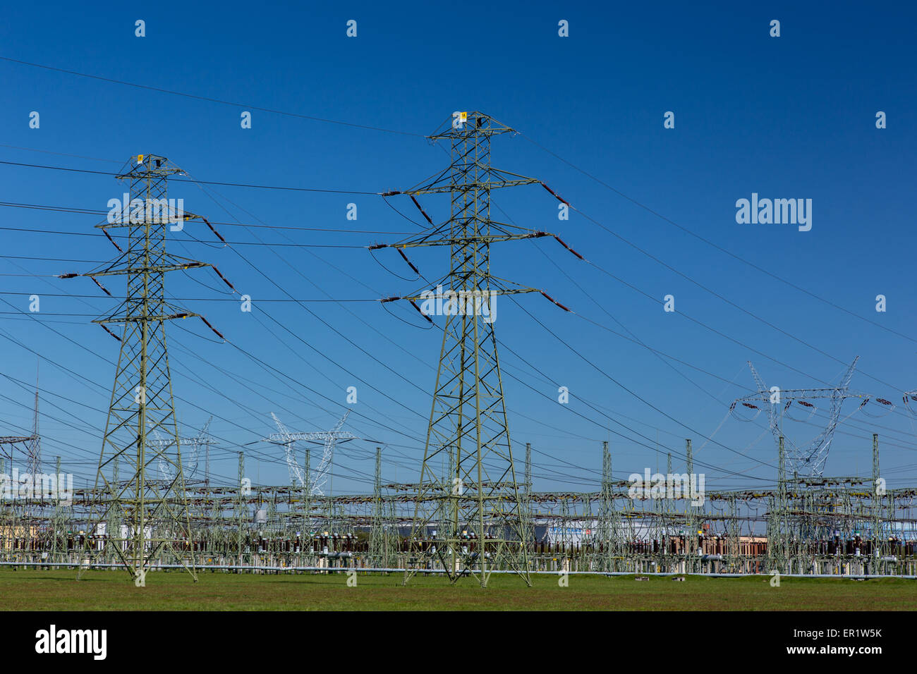 The powerlines at the power station in Poland Opole Stock Photo - Alamy