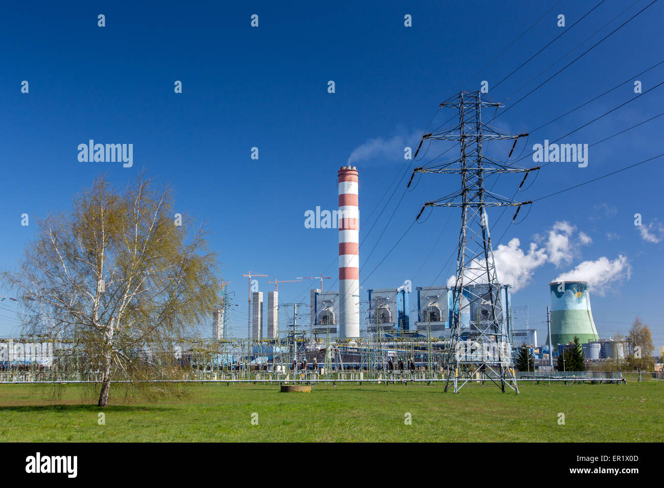 The powerlines at the power station in Poland Opole Stock Photo - Alamy