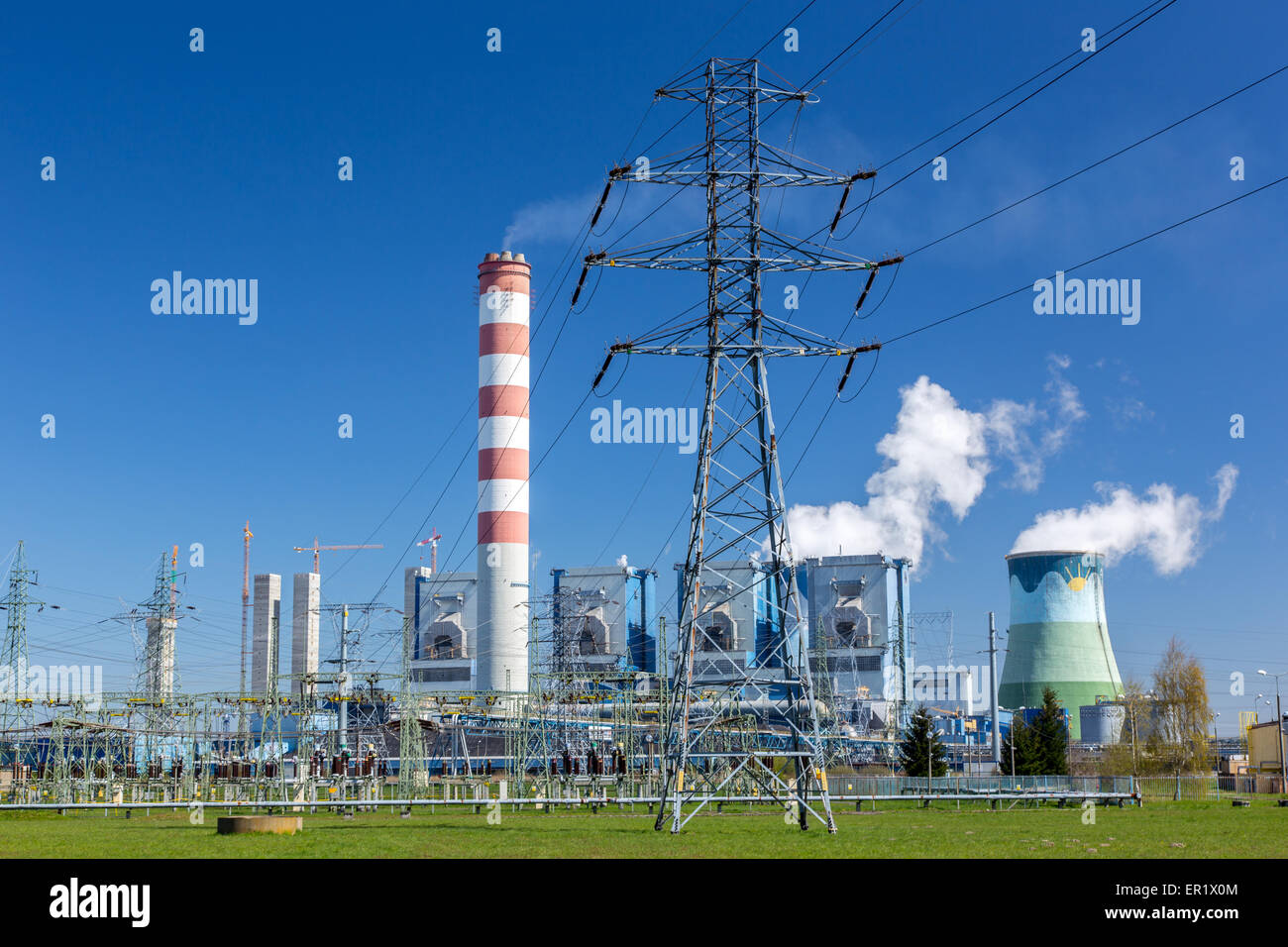 The powerlines at the power station in Poland Opole Stock Photo - Alamy