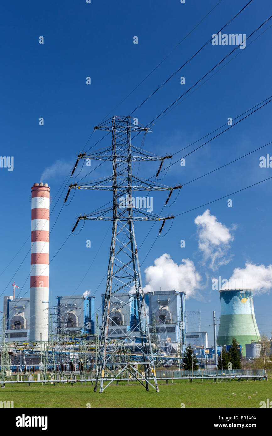 The powerlines at the power station in Poland Opole Stock Photo - Alamy