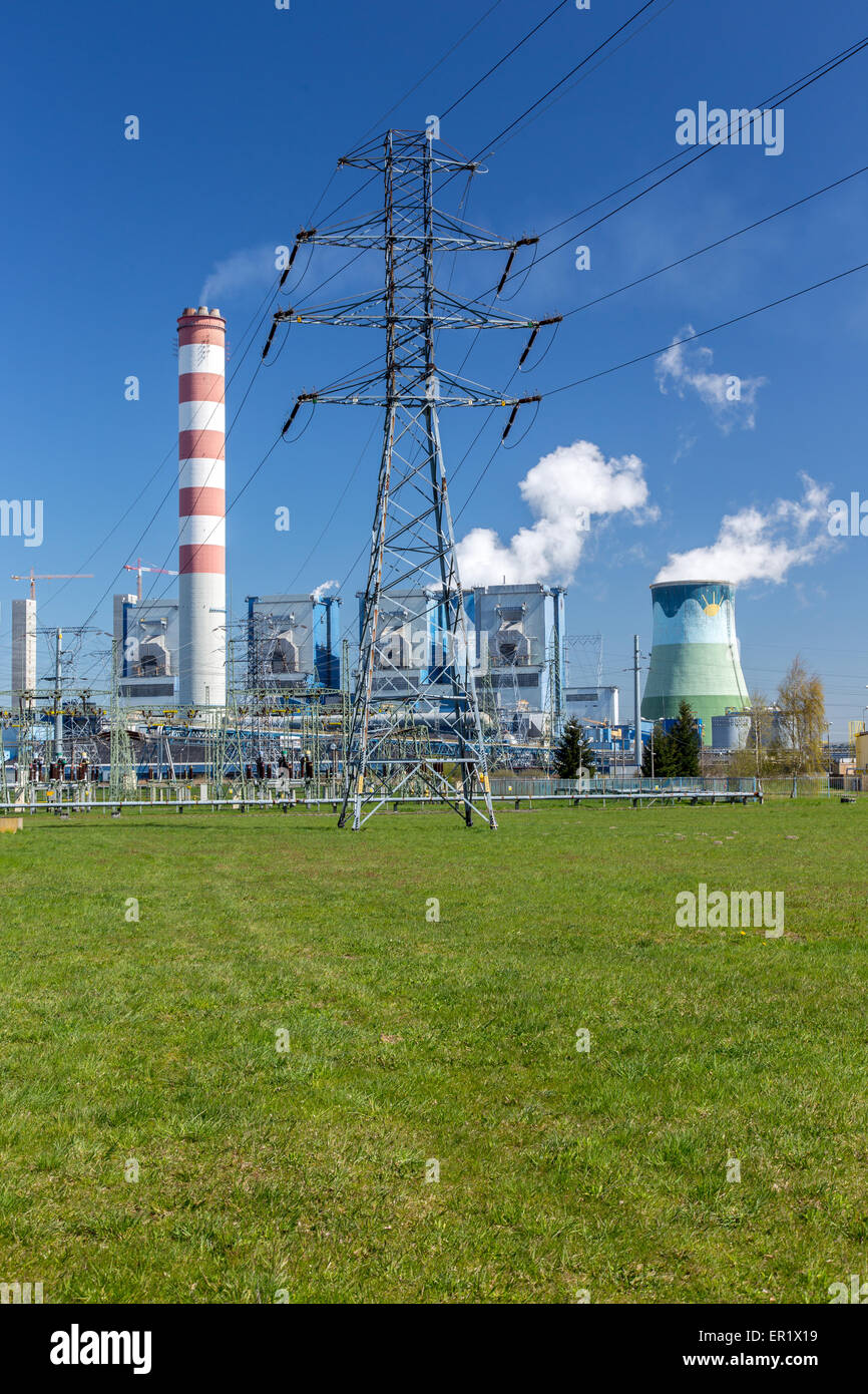 The powerlines at the power station in Poland Opole Stock Photo - Alamy