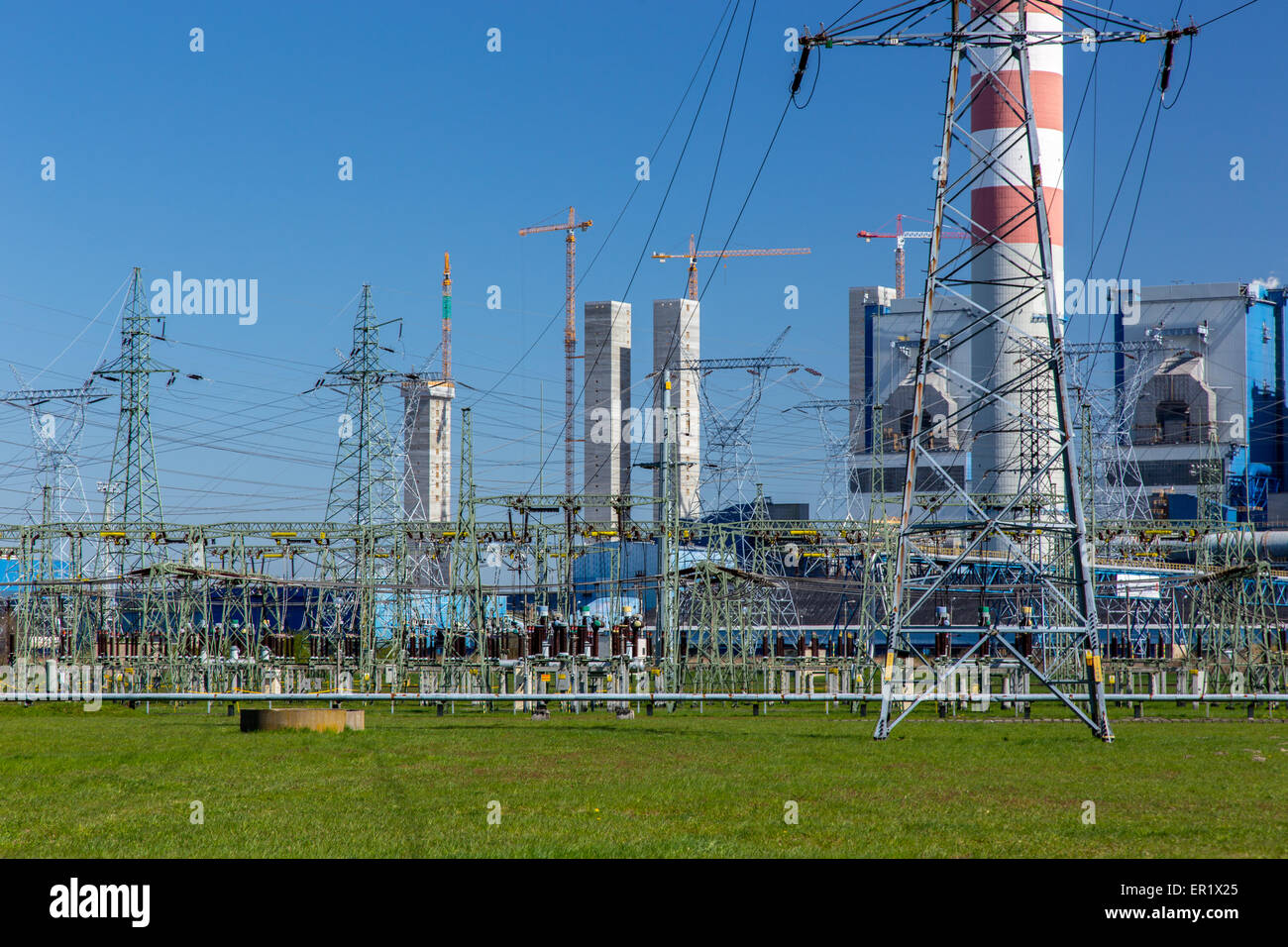 The powerlines at the power station in Poland Opole Stock Photo - Alamy