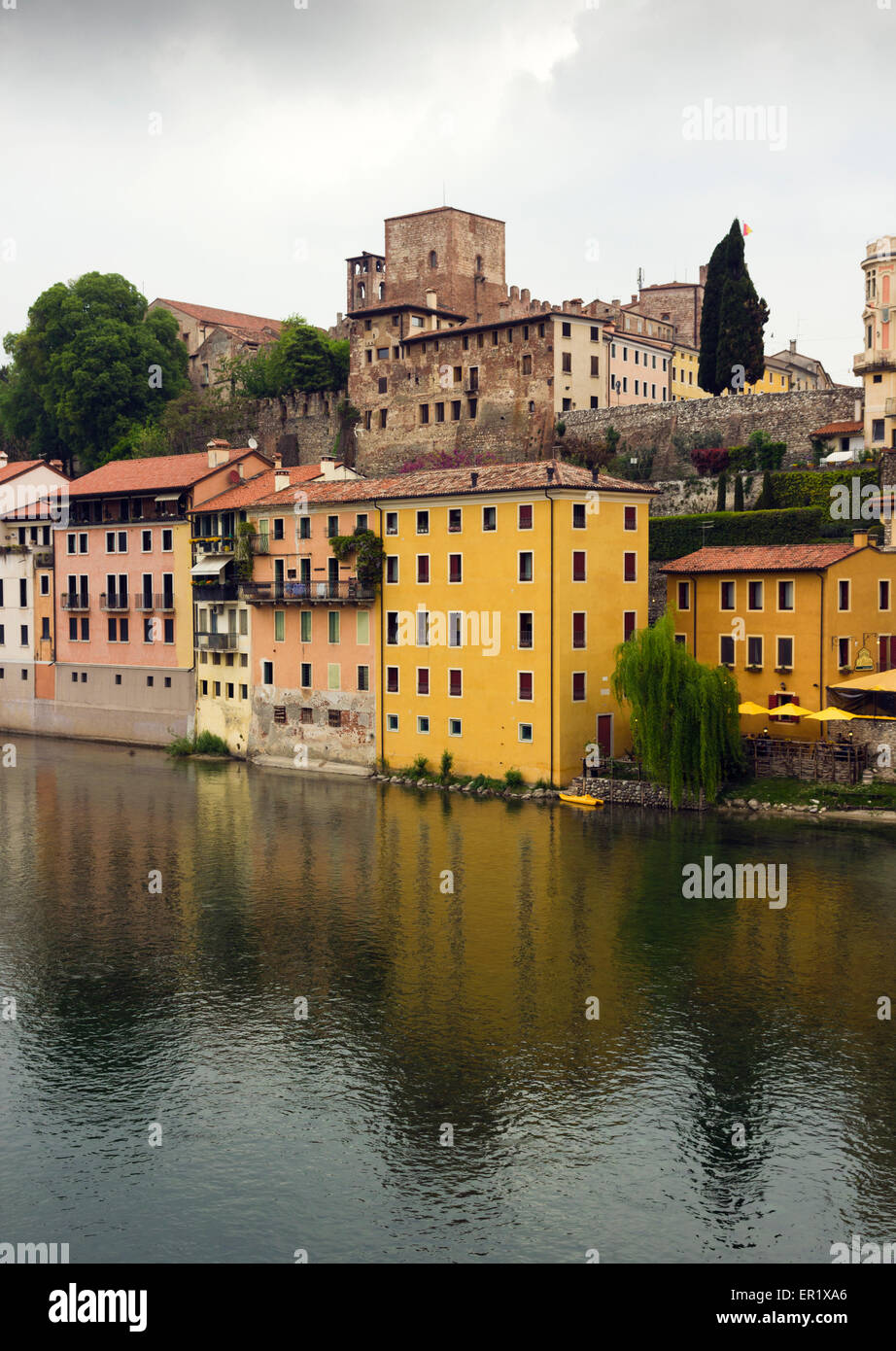 beautiful view of the romantic, Italian village Basano Del Grappa over ...