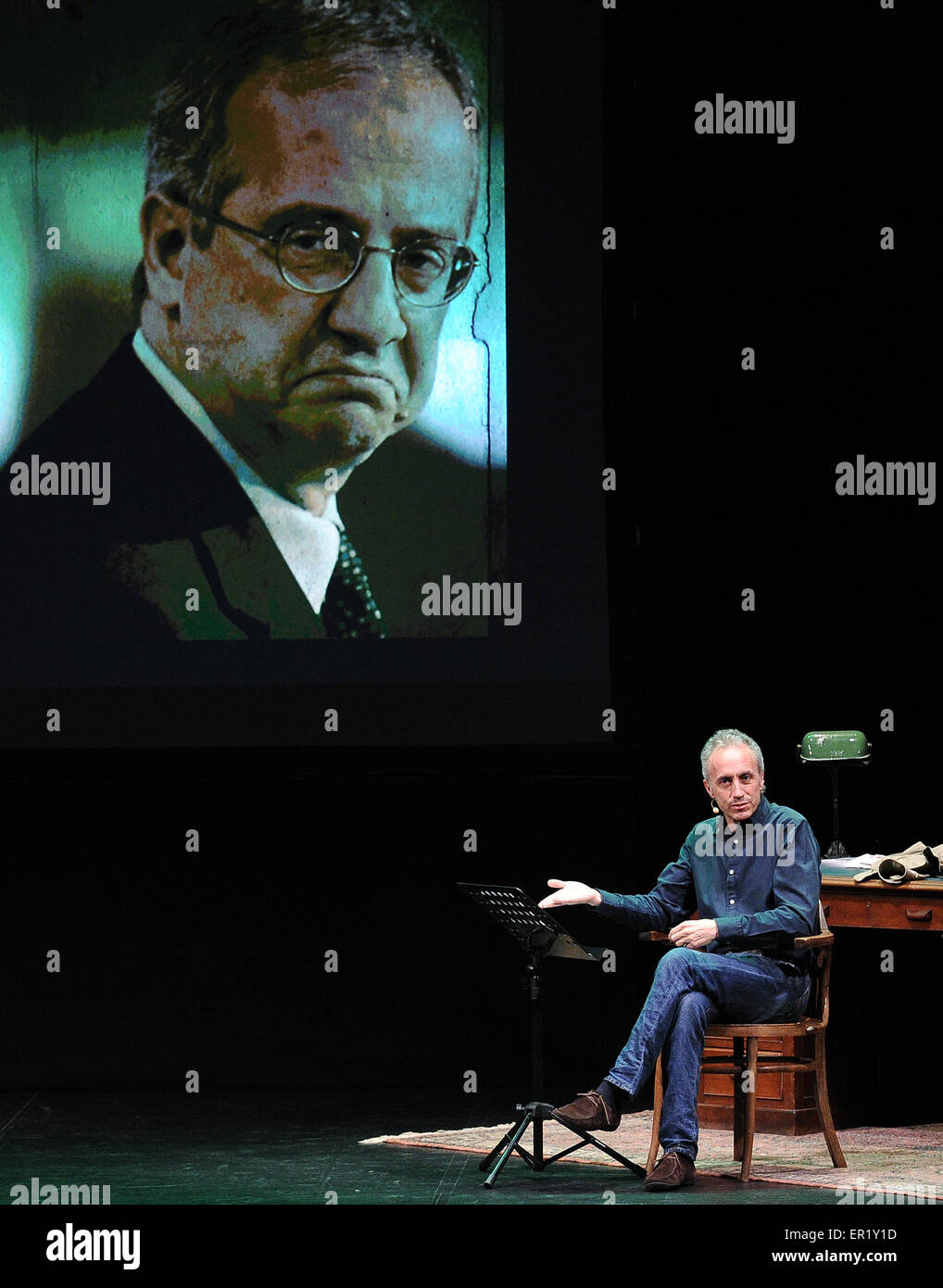 The italian journalist and writer Marco Travaglio on the stage of his ...