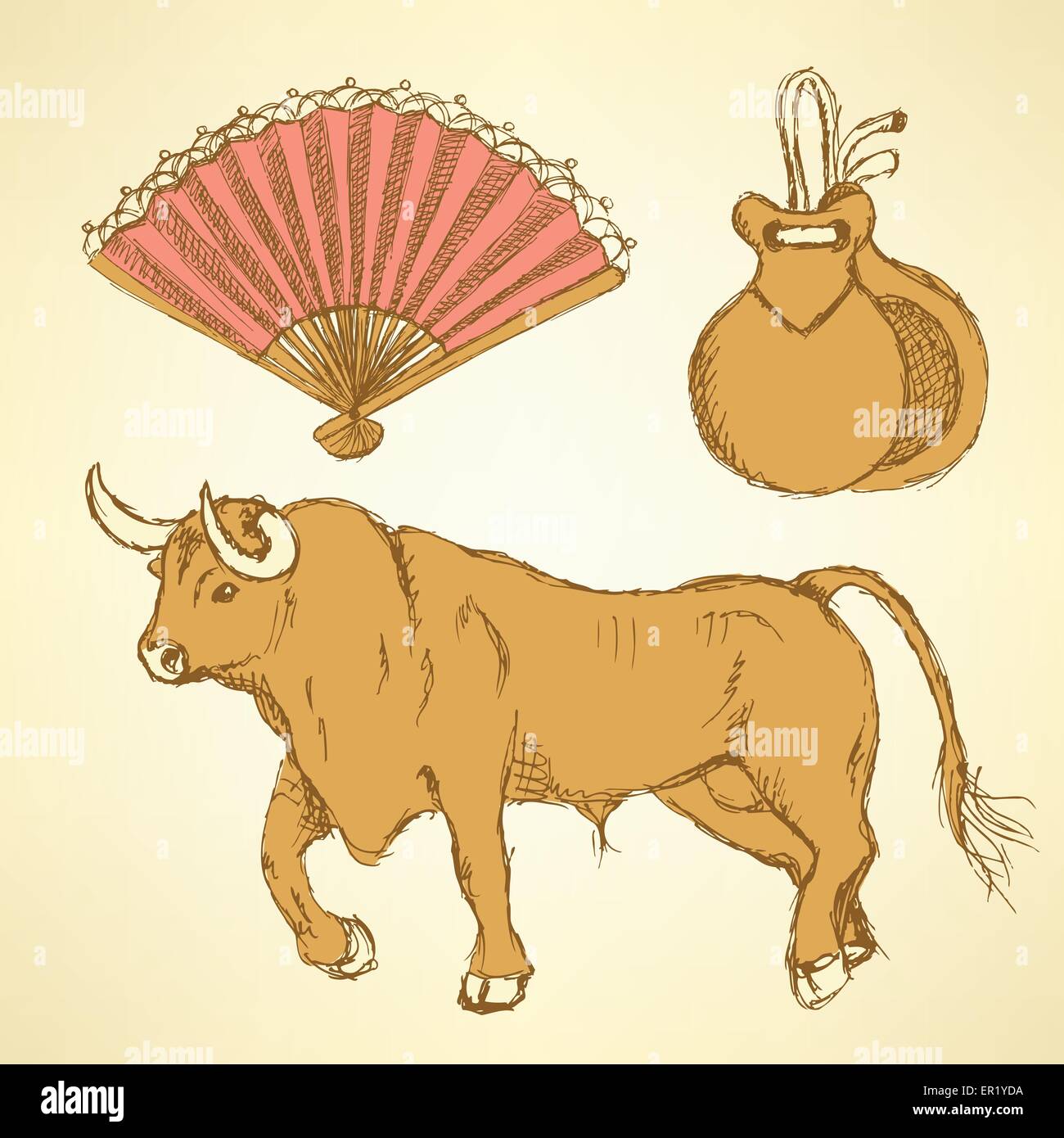 Sketch Spanish set in vintage style, vector Stock Vector Image & Art ...