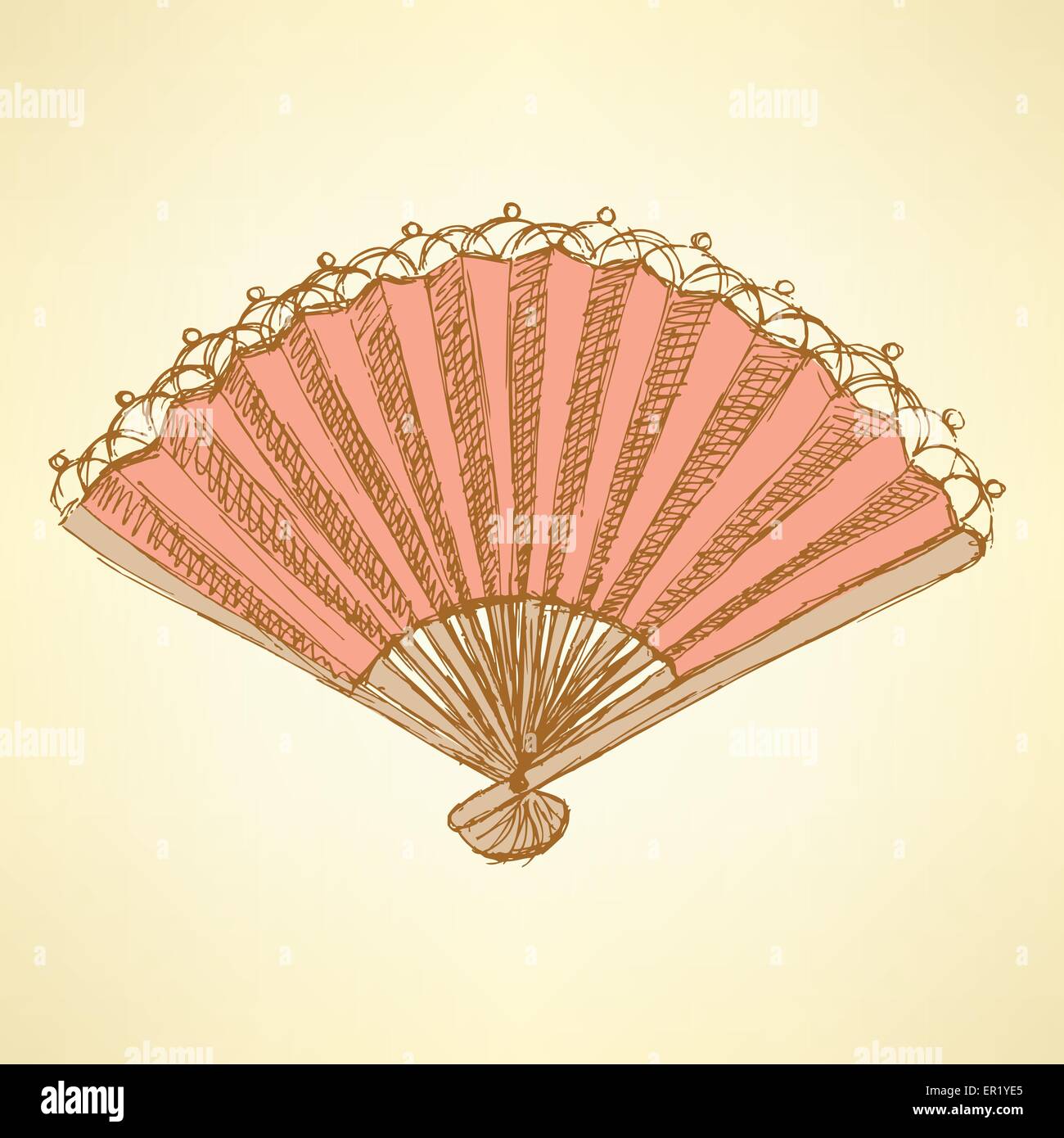 Sketch Spanish fan in vintage style, vector Stock Vector Image & Art ...