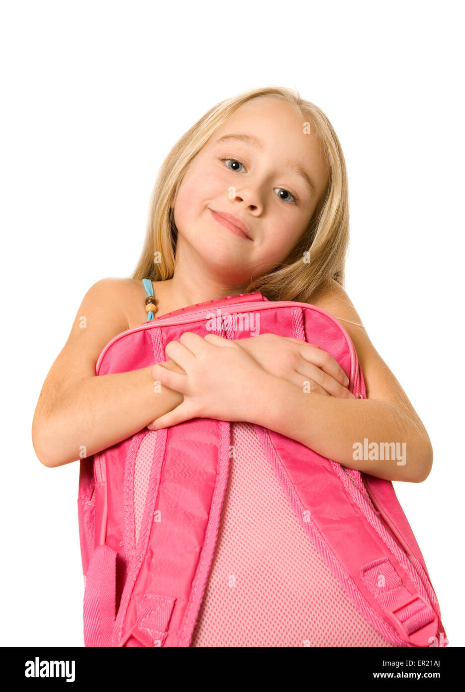 Young girl with a pink backpack Stock Photo - Alamy