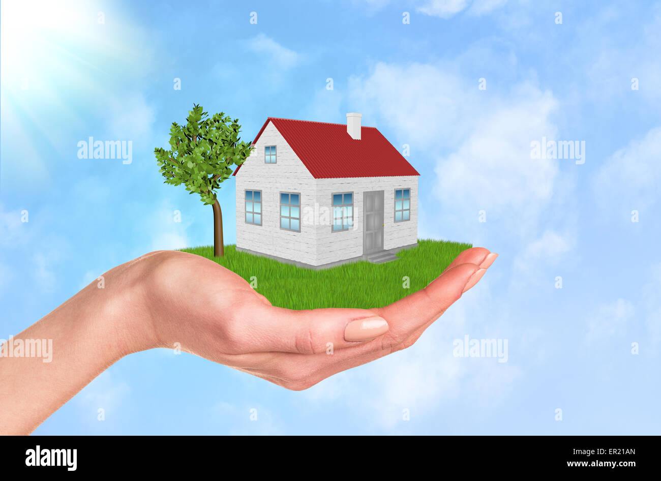 Hand holding house Stock Photo - Alamy