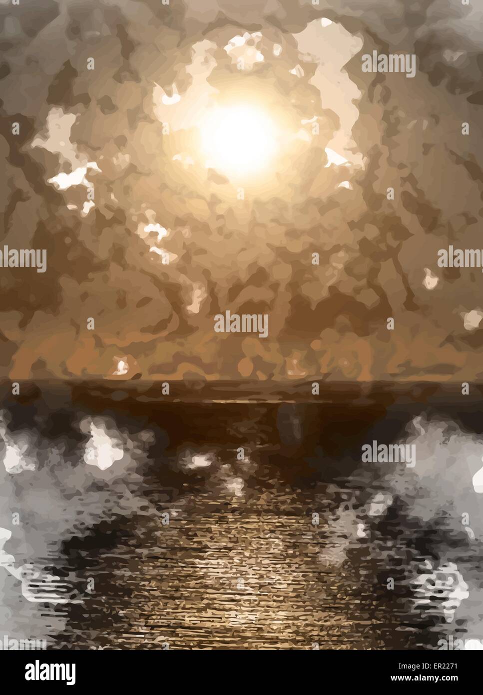 Sunset view sea waves Stock Vector Images - Alamy