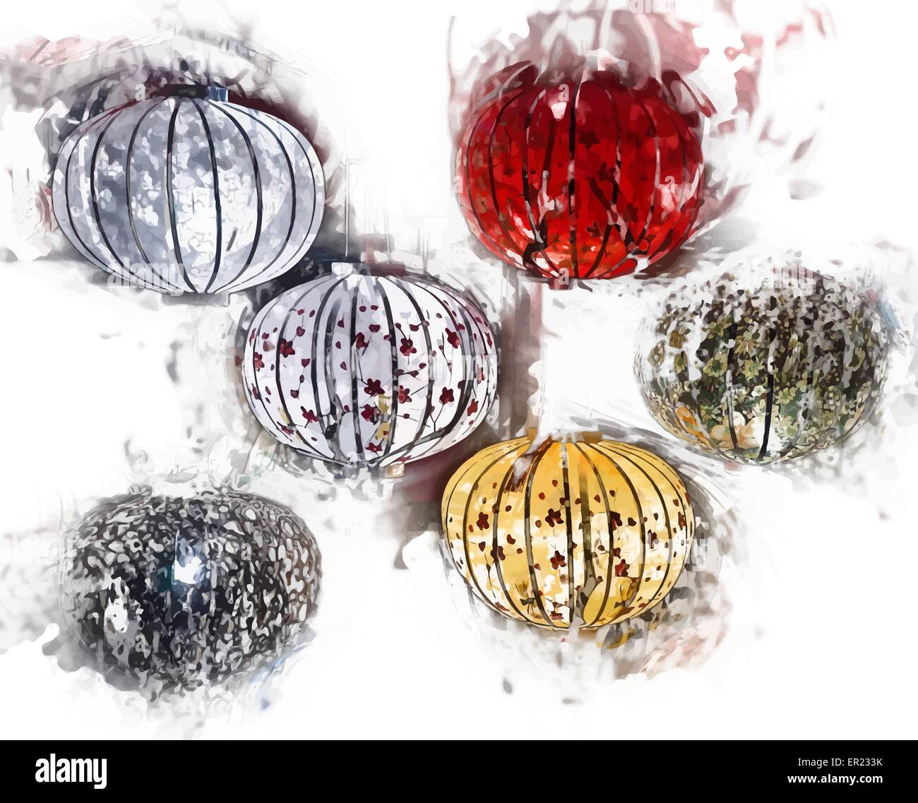 Lanterns hanging in garden Stock Vector Images - Alamy