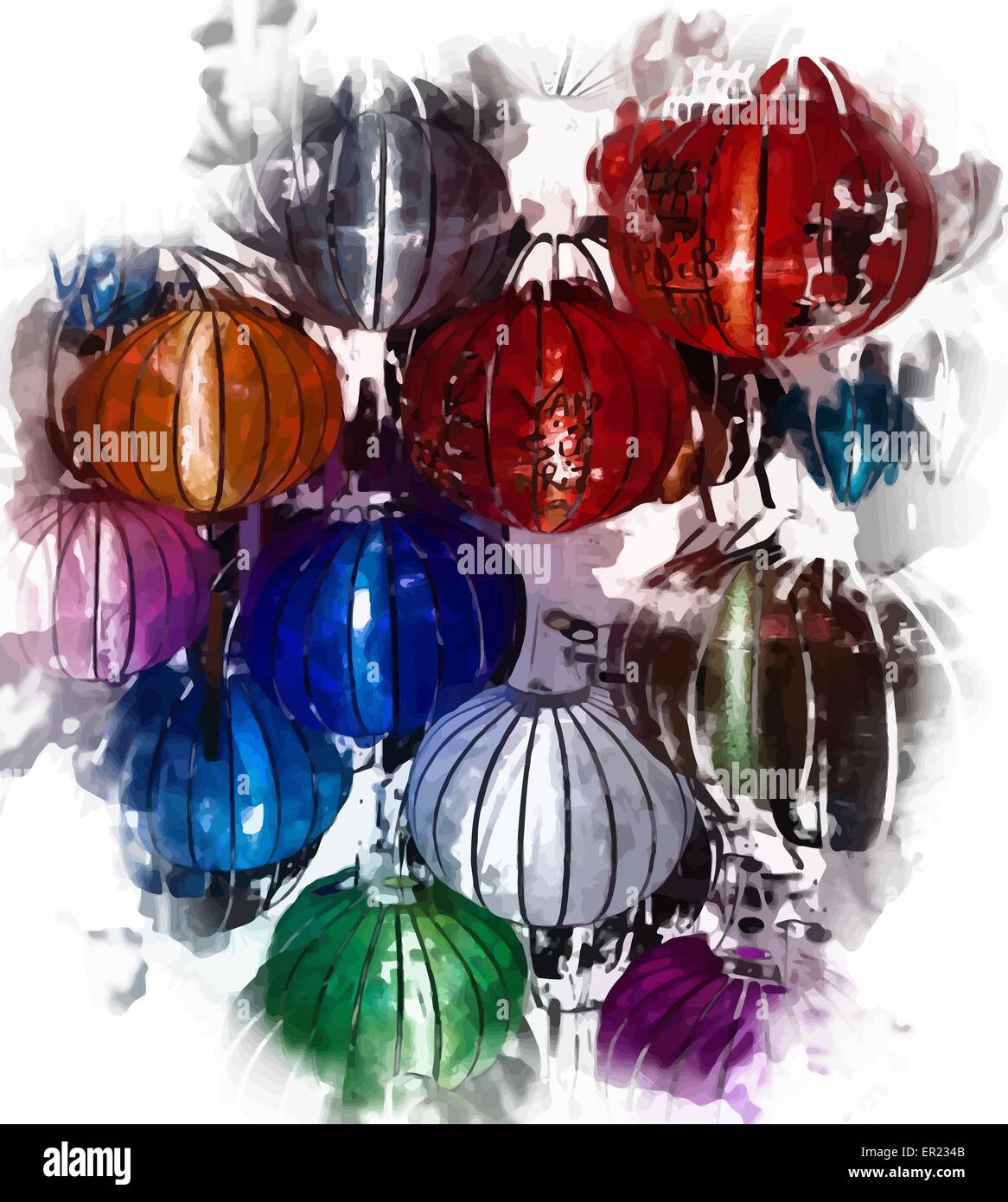 Lanterns hanging in garden Stock Vector Images - Alamy