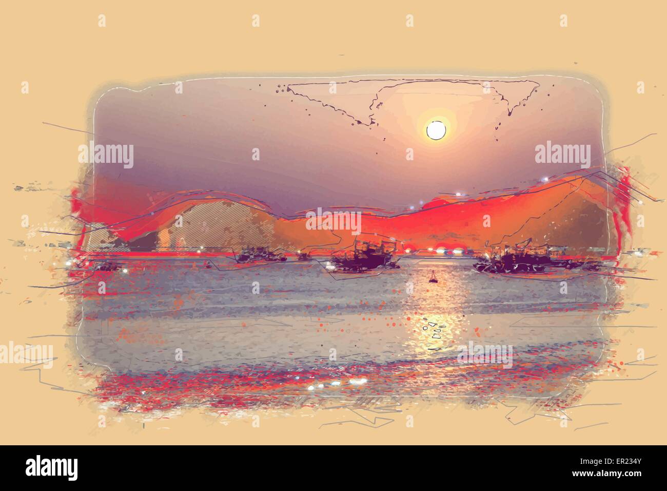 View long beach in Stock Vector Images - Alamy