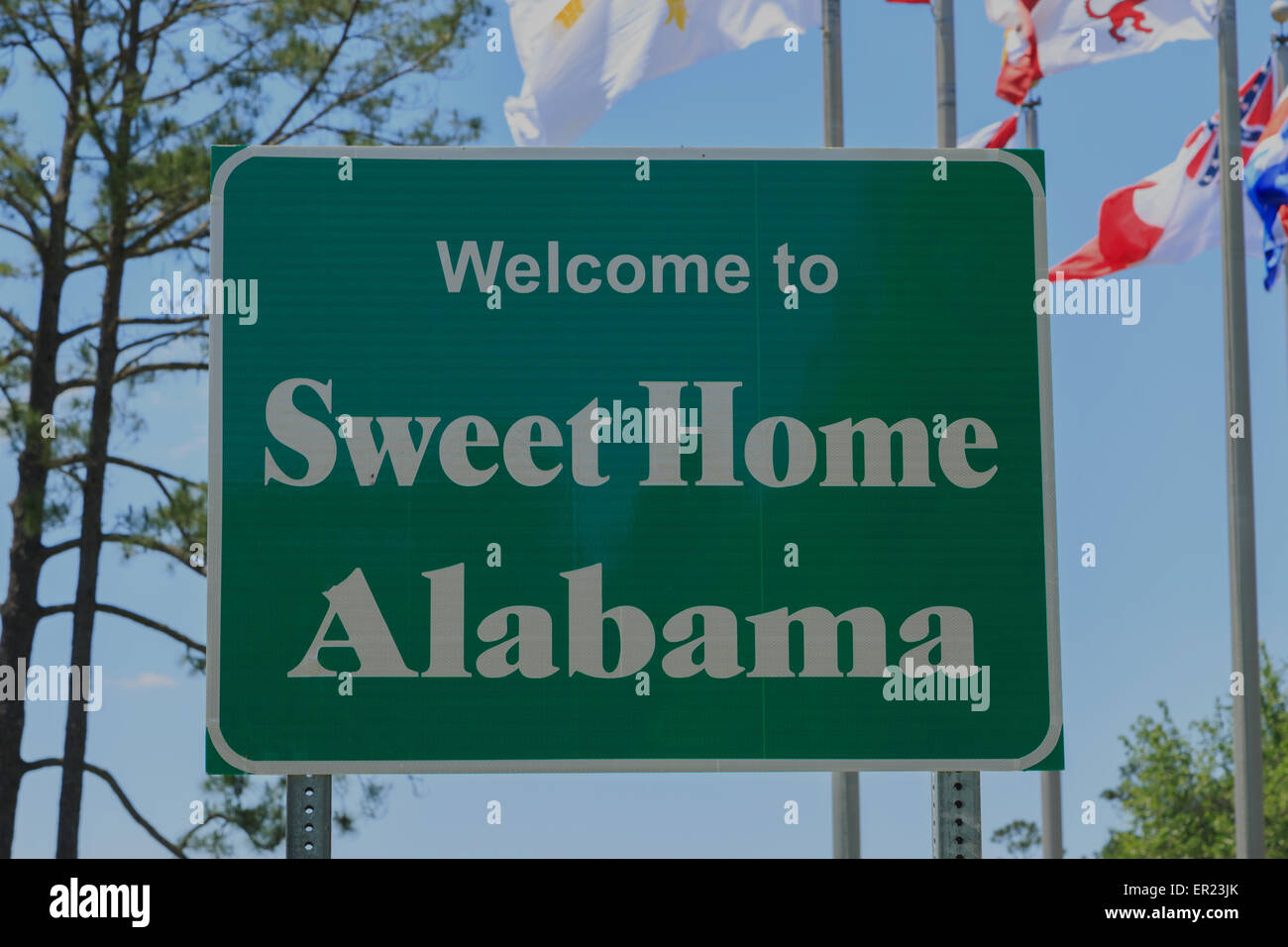 A photograph of a sign upon entry to Alabama from Floria when driving ...