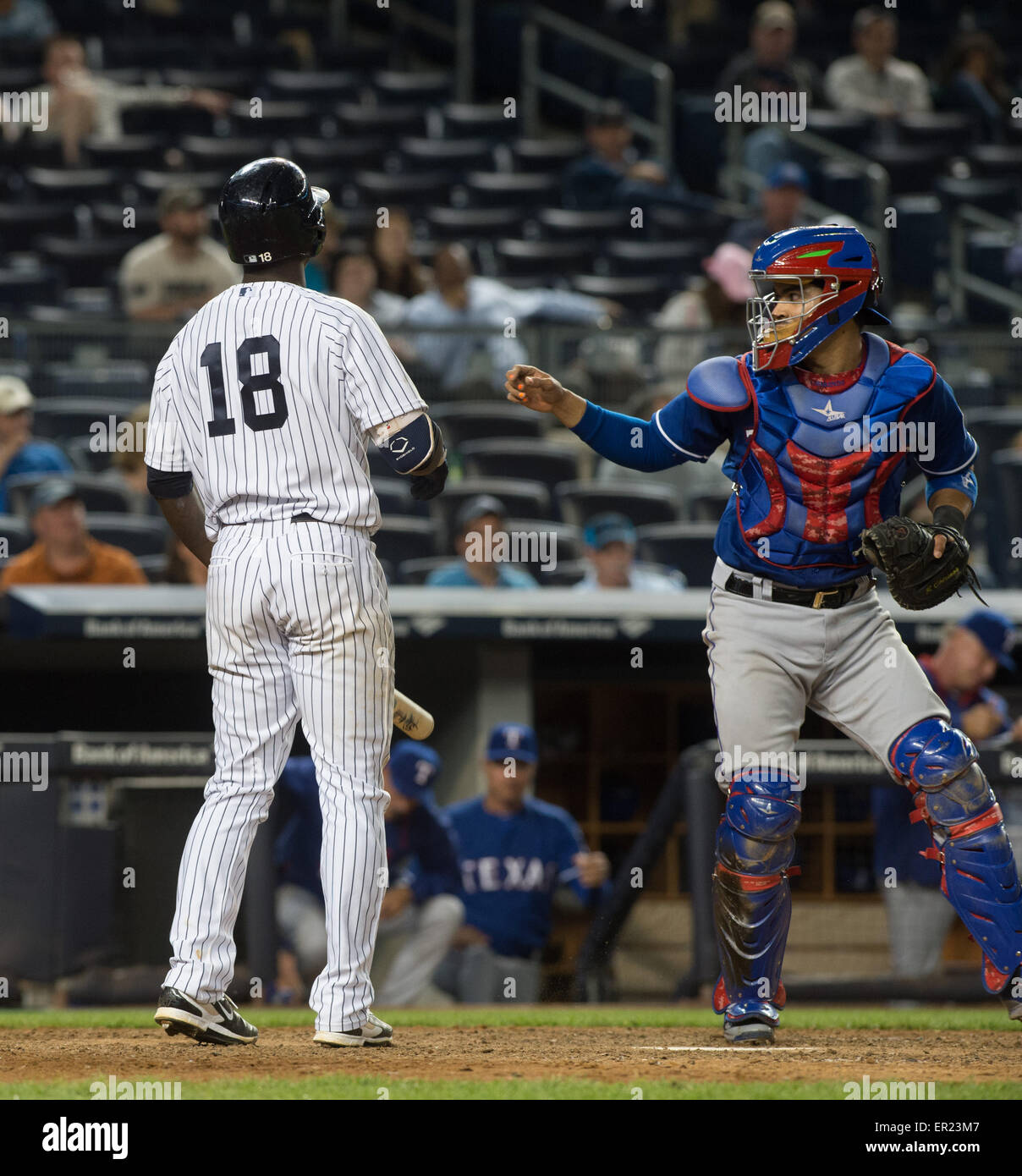 Bronx, New York, USA. 24th May, 2015. Yankees' DIDI GREGORIOUS strikes ...