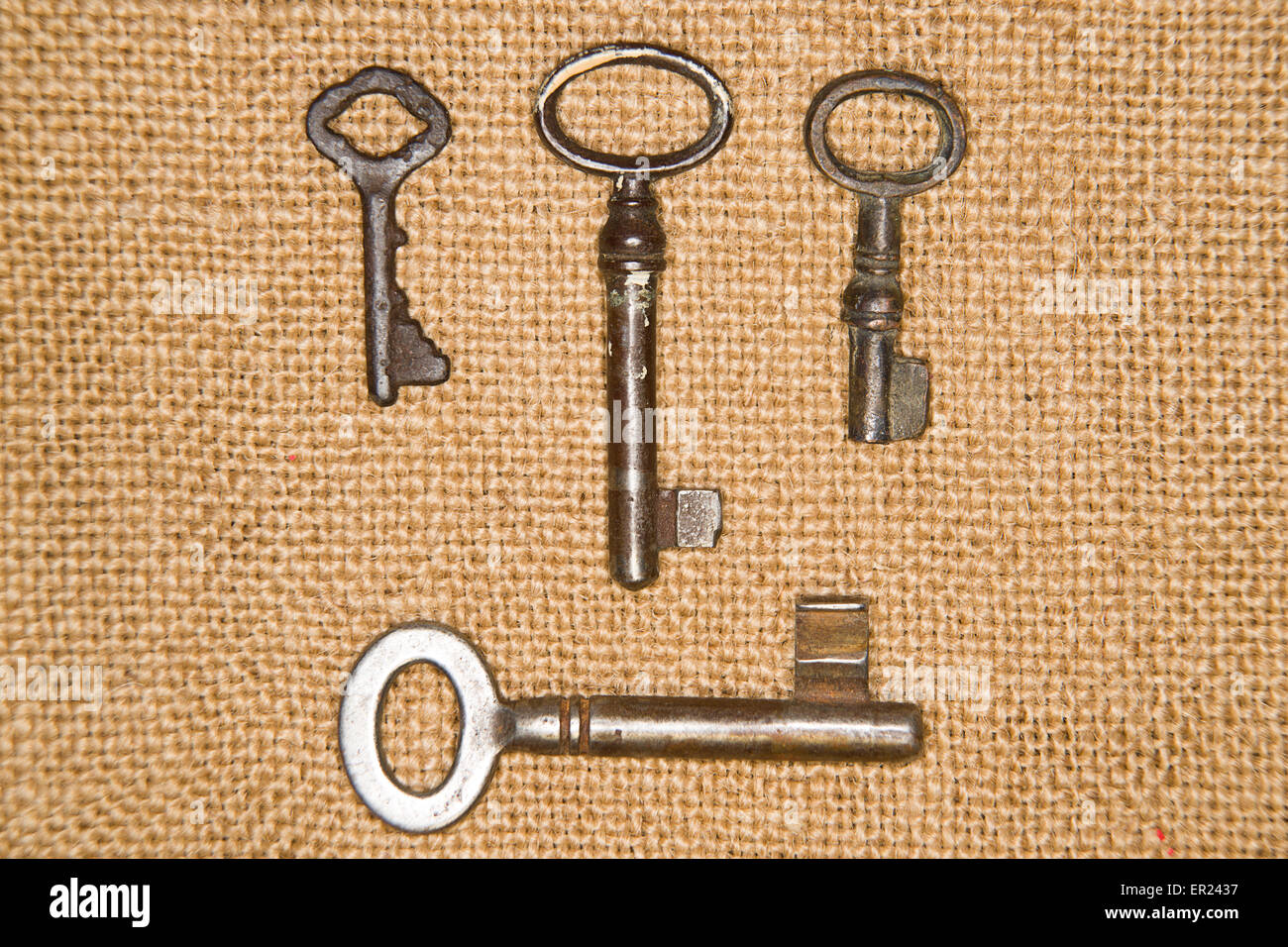 Some vintage keys from the locks on old cloth Stock Photo - Alamy