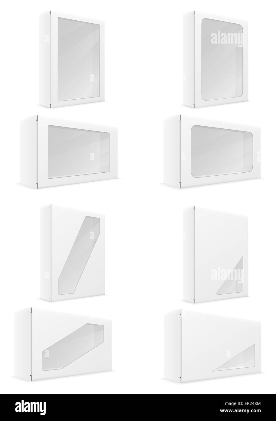 white paper carton box packing set icons illustration isolated on ...