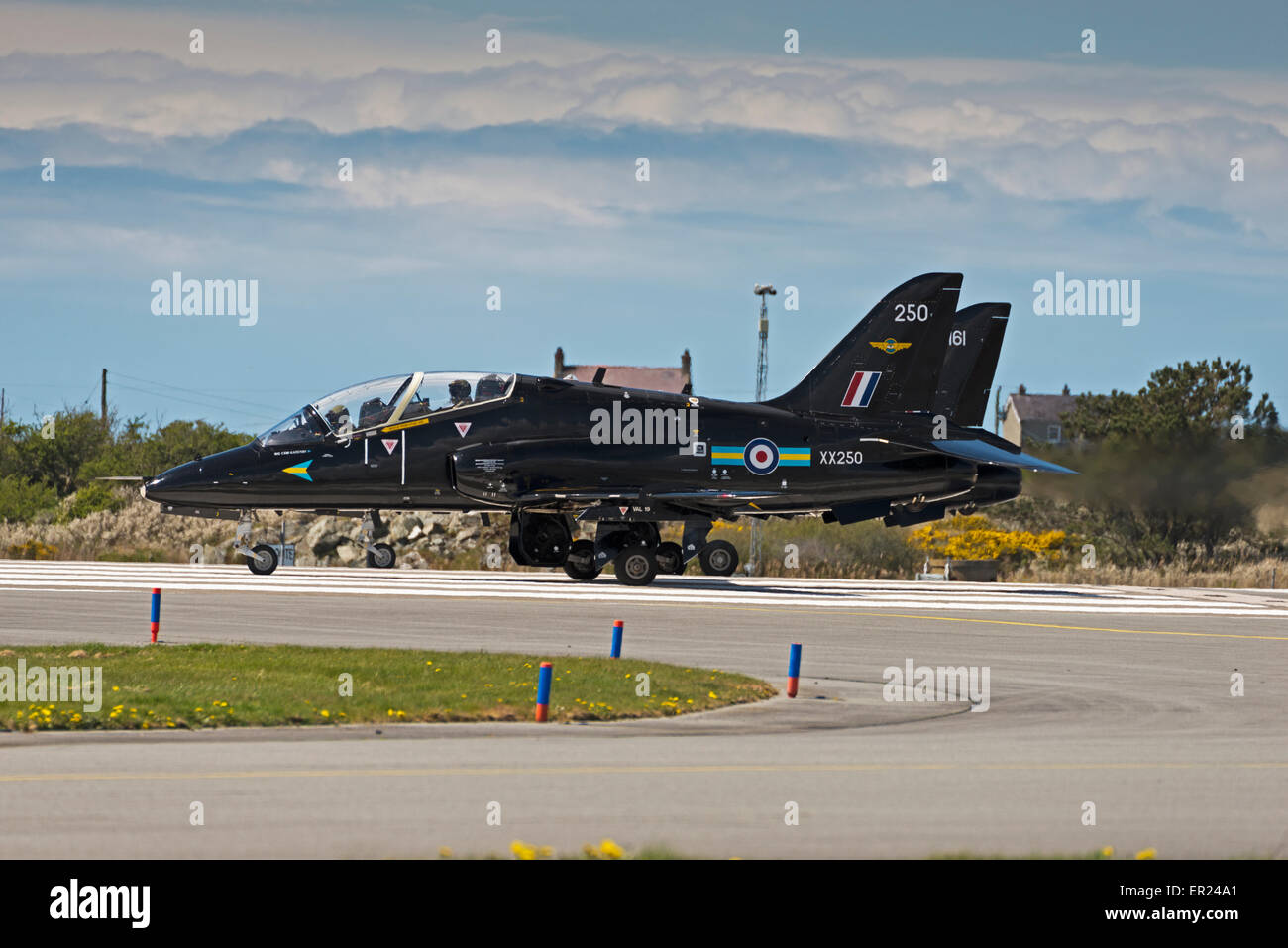 XX250 XX161 T1 Hawk fast jet Raf Valley Anglesey North Wales Uk Taxing departure Stock Photo - Alamy