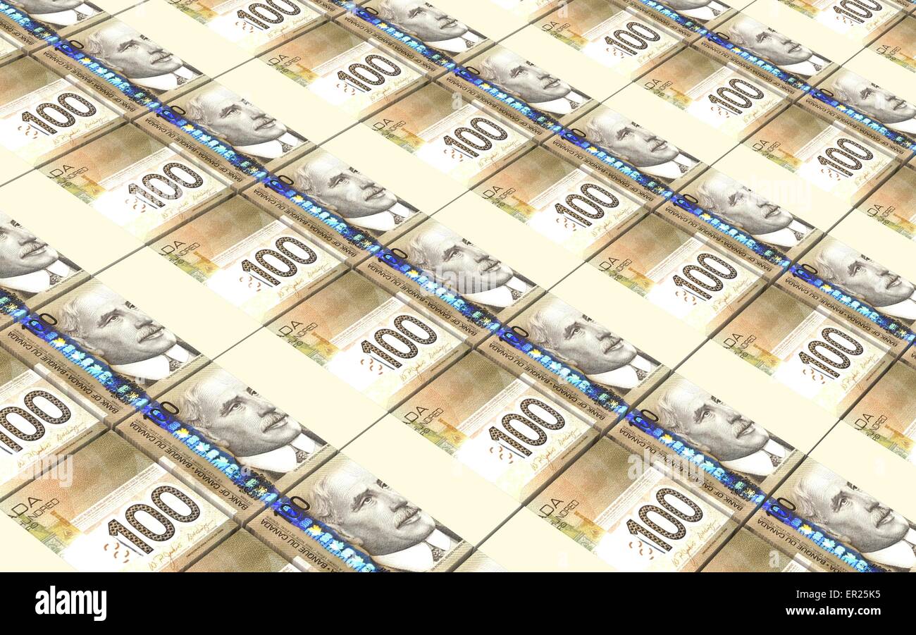 Canadian dollar bills stacked background Stock Photo - Alamy