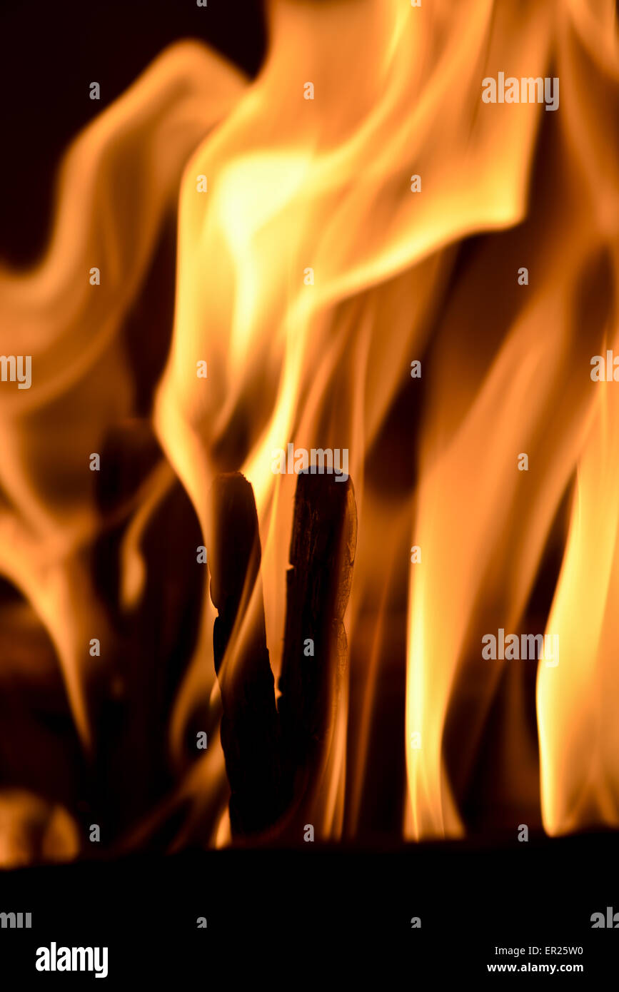 Fire in fireplace, kindle Stock Photo - Alamy