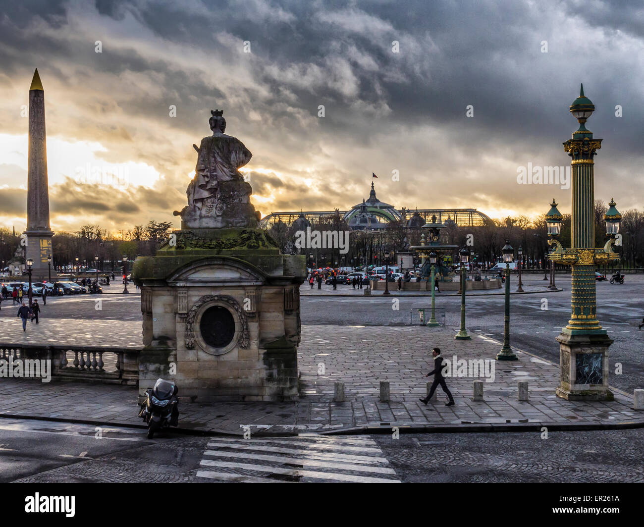 Paris, Place de la Concorde, Luxor Obelisk, statue representing French ...