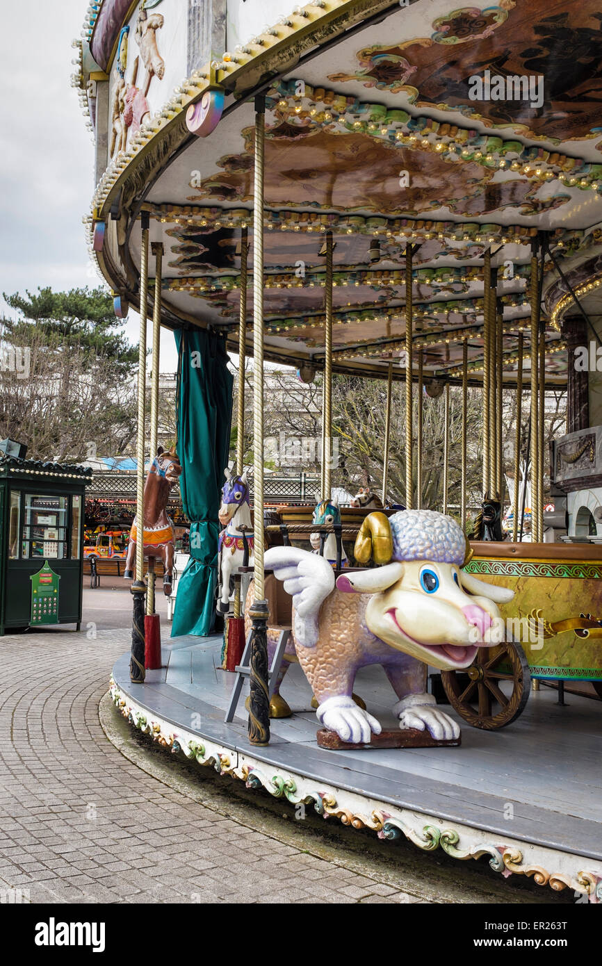 Traditional funfair ride, carousel, Jardin d'Acclimatation children's ...
