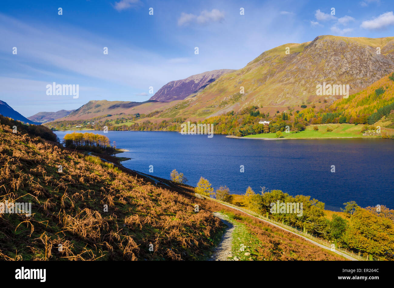 Buttermere lake and High Snockrigg fell from the eastern slope of ...