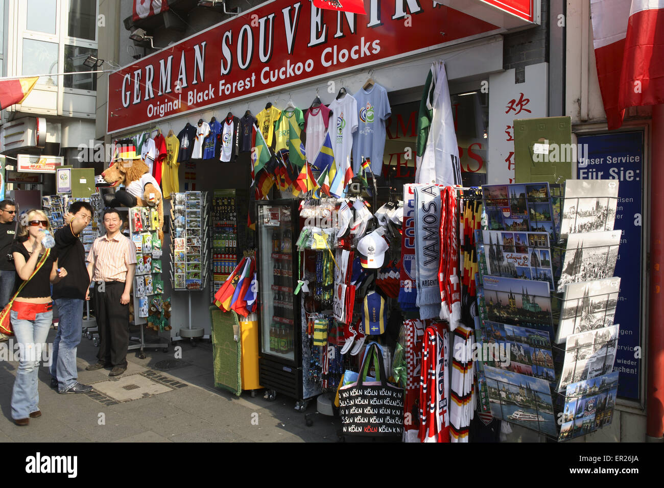 DEU, Germany, Cologne, souvenir shop with flags and other products DEU ...