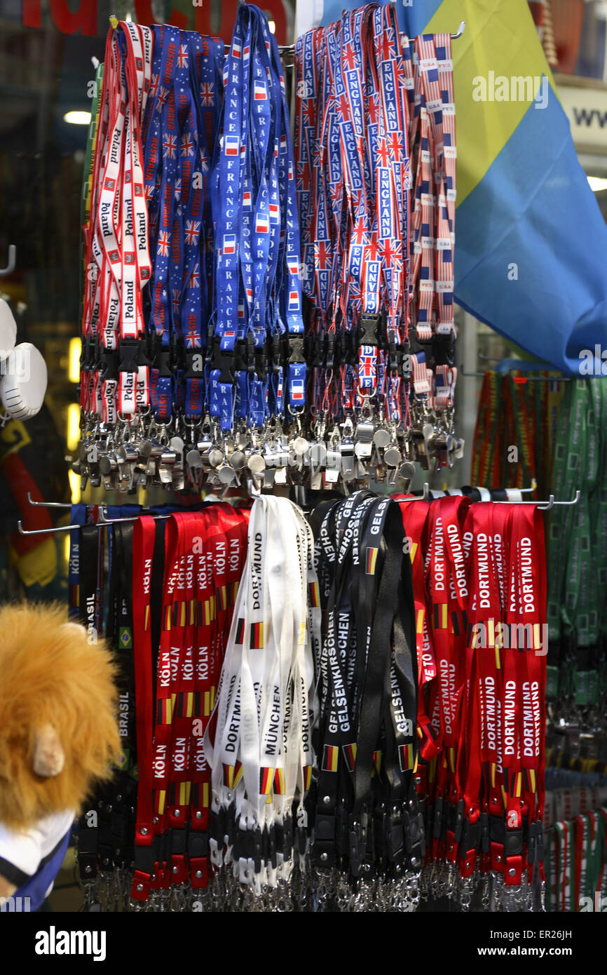 DEU, Germany, Cologne, souvenir shop with flags and other products DEU ...