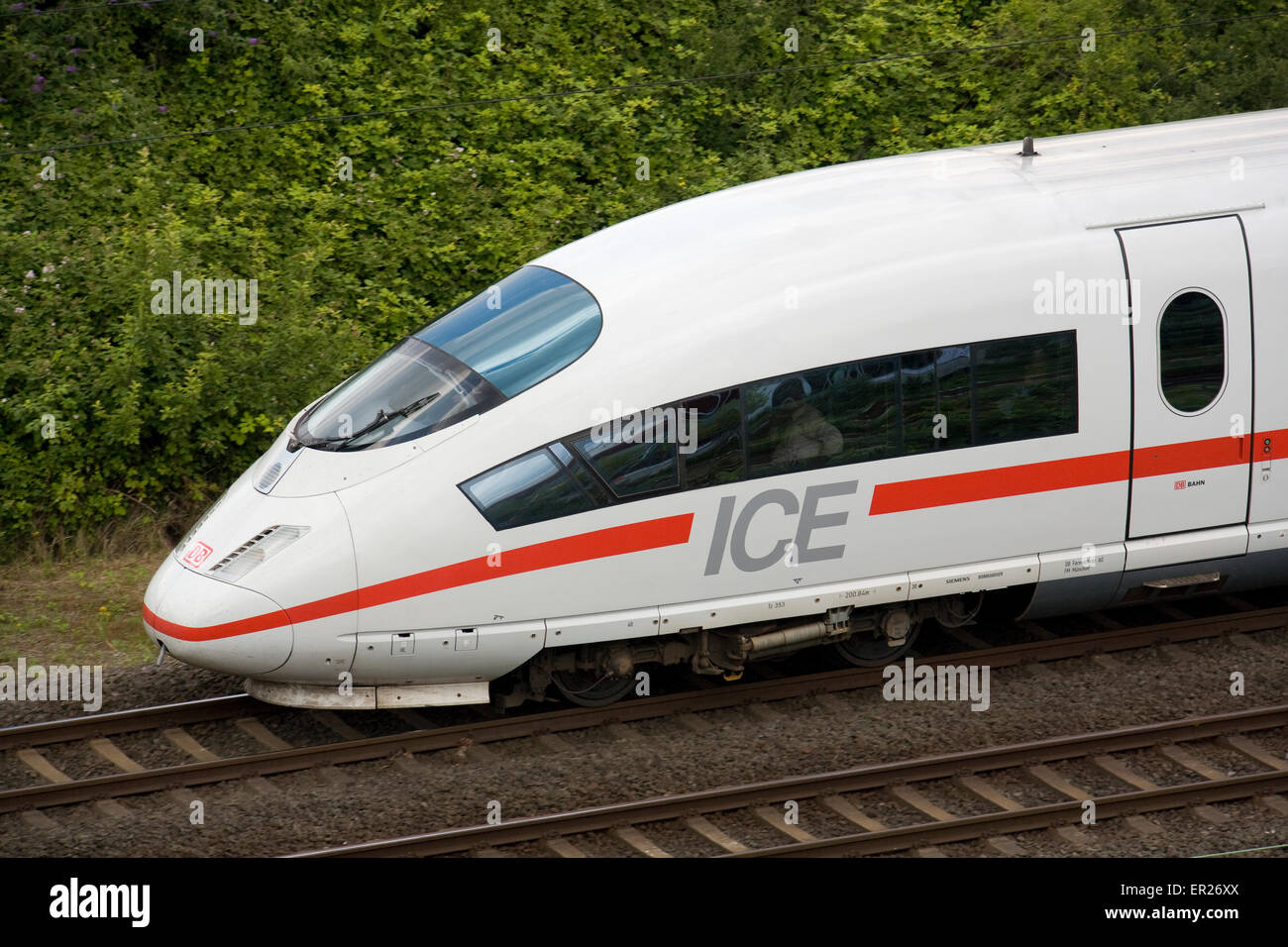 Europe, Germany, Cologne, high-speed train ICE in the town district ...