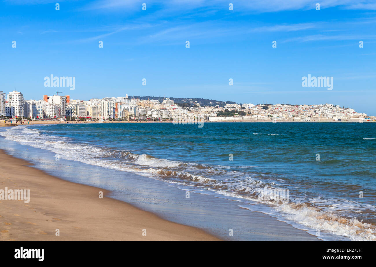 Tangier city and port, coastal landscape, Morocco, Africa Stock Photo ...