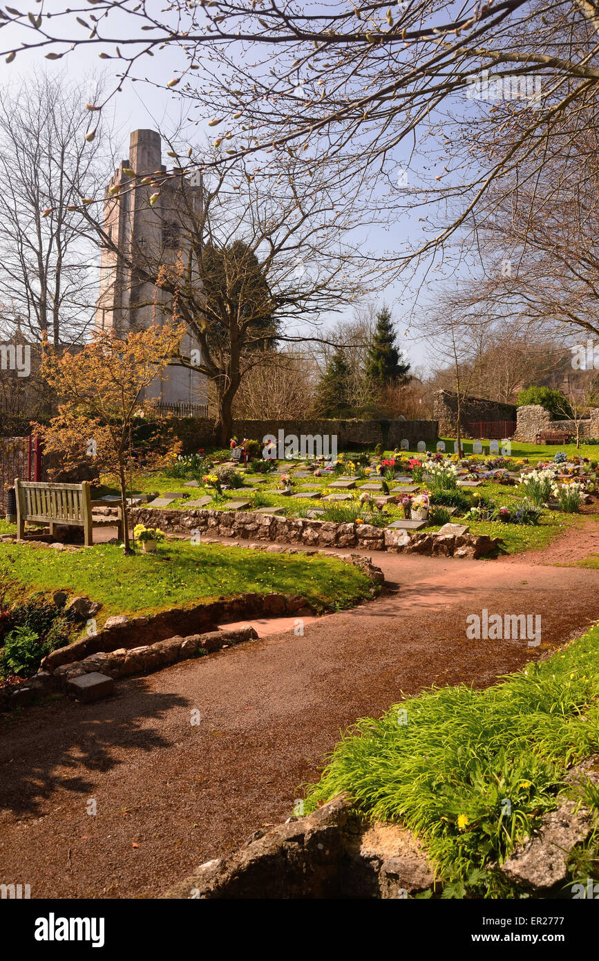 Spring flowers in village graveyard Stock Photo - Alamy