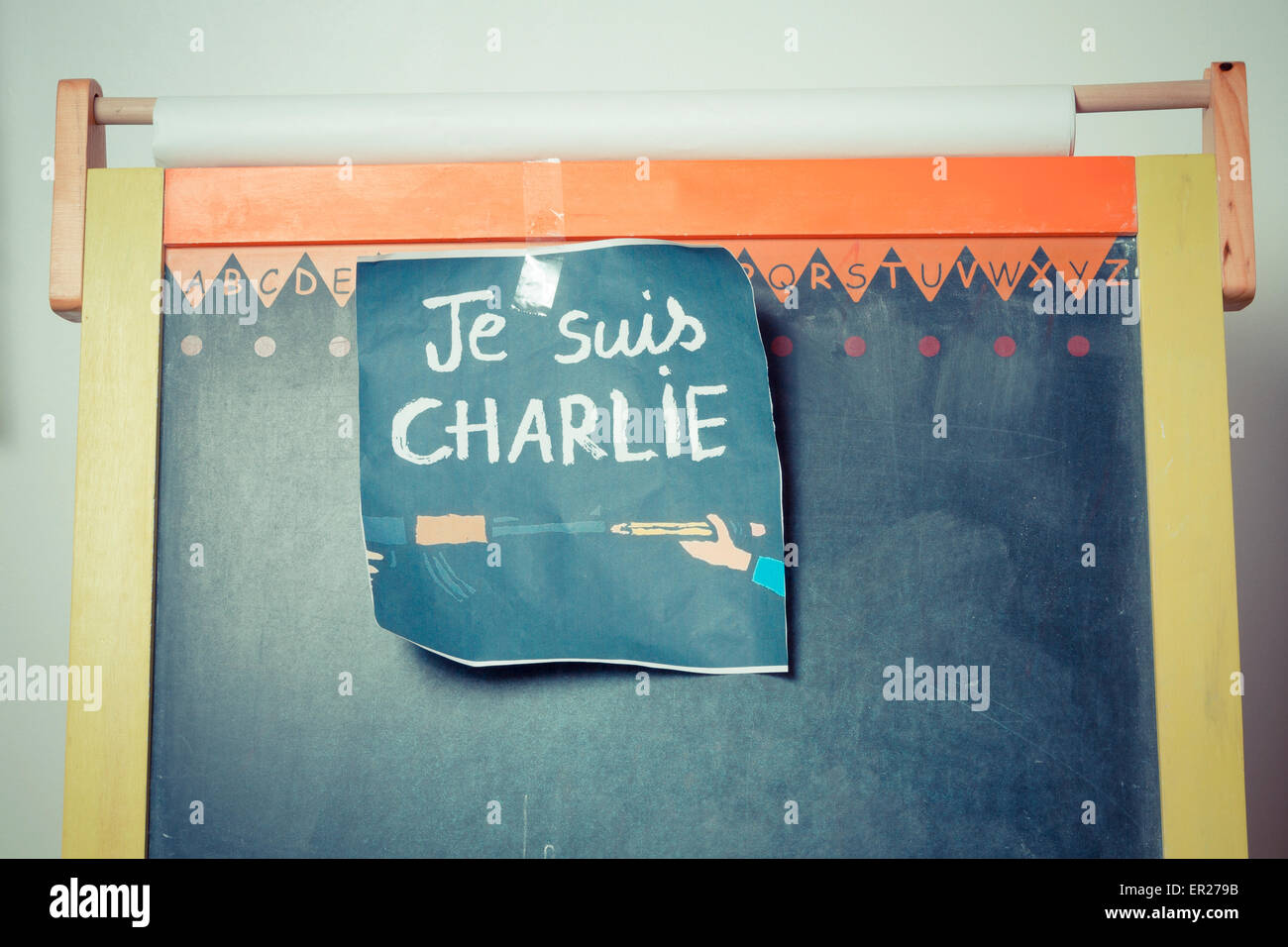 je suis charlie on child's blackboard Stock Photo - Alamy