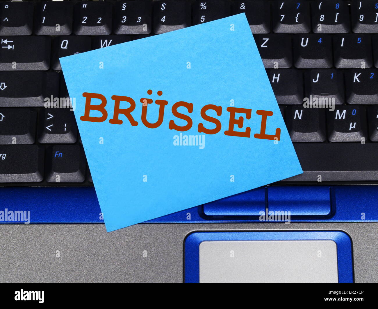 Memo note on notebook, Brussels Stock Photo - Alamy