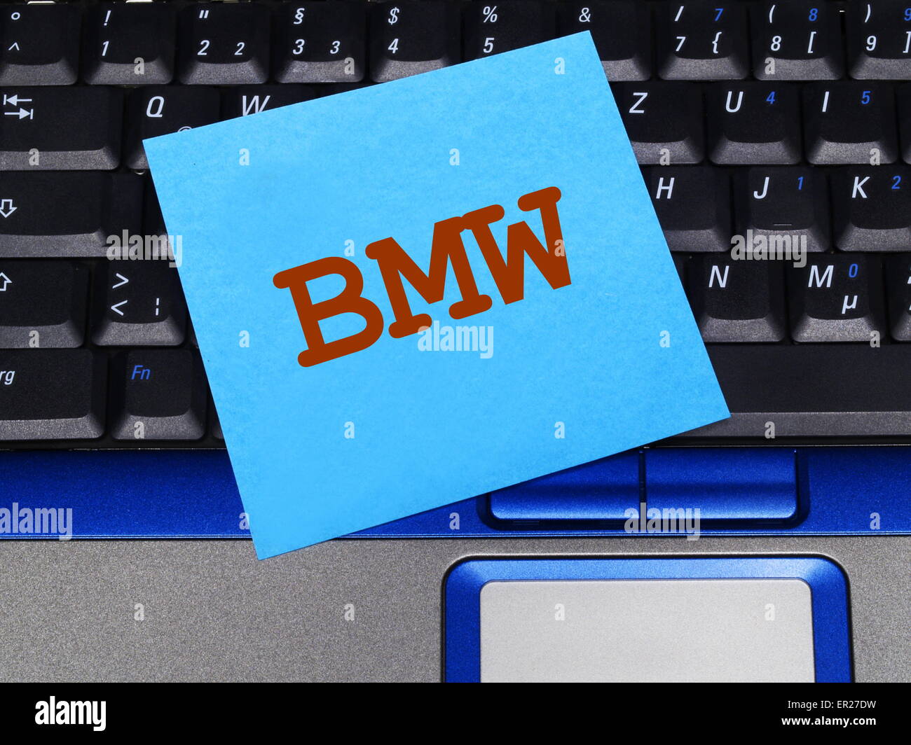 Memo note on notebook, BMW Stock Photo - Alamy