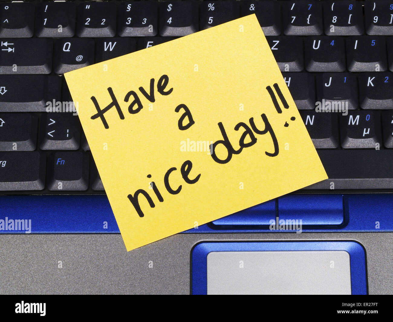 Memo note on notebook, have a nice day Stock Photo - Alamy