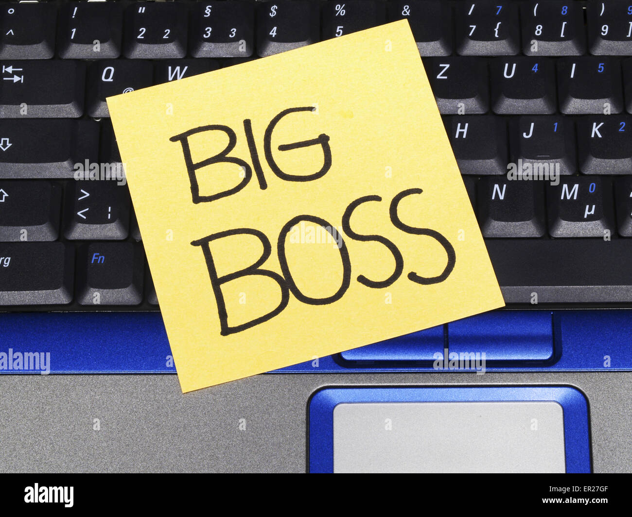 Memo note on notebook, Big Boss Stock Photo - Alamy