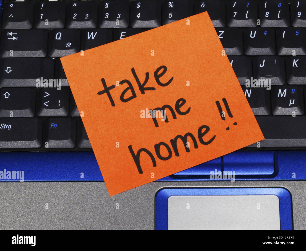 Memo note on notebook, Take me home Stock Photo - Alamy