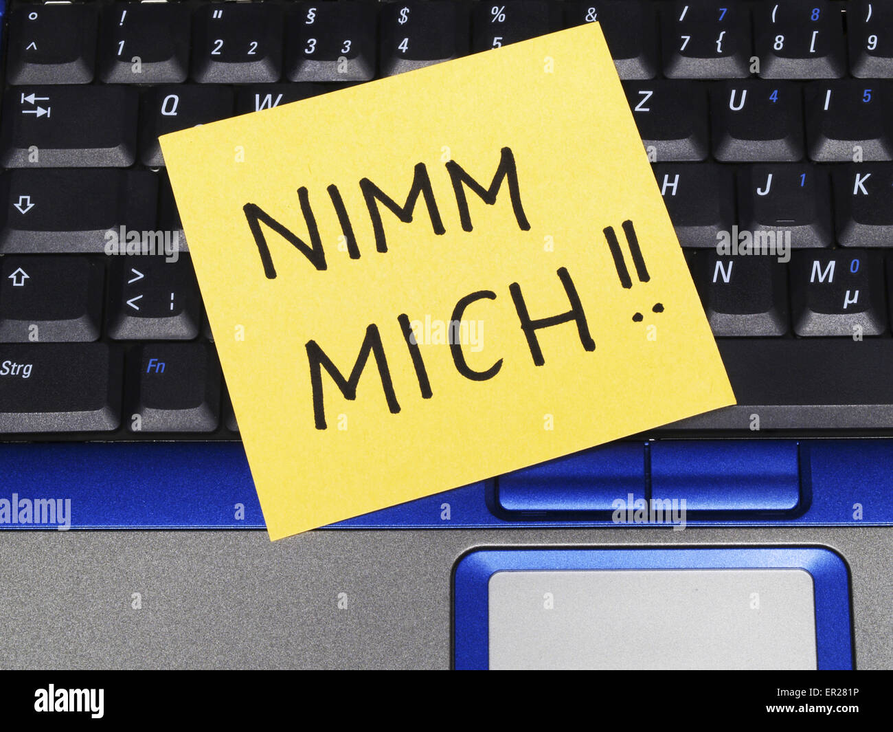 Memo note on notebook, Take me Stock Photo - Alamy