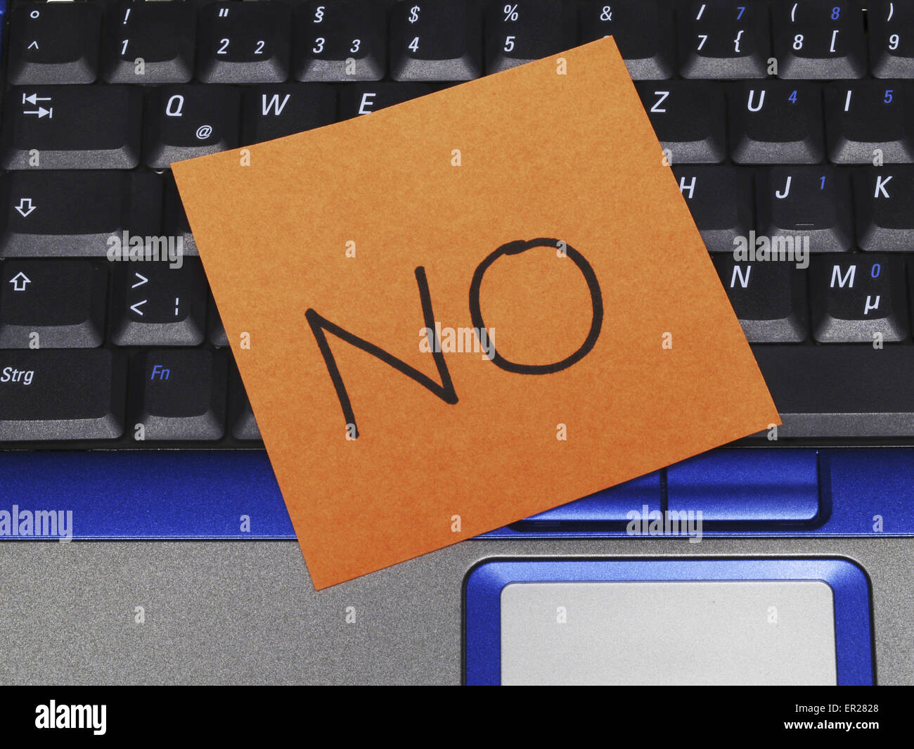 Memo note on notebook, no Stock Photo - Alamy