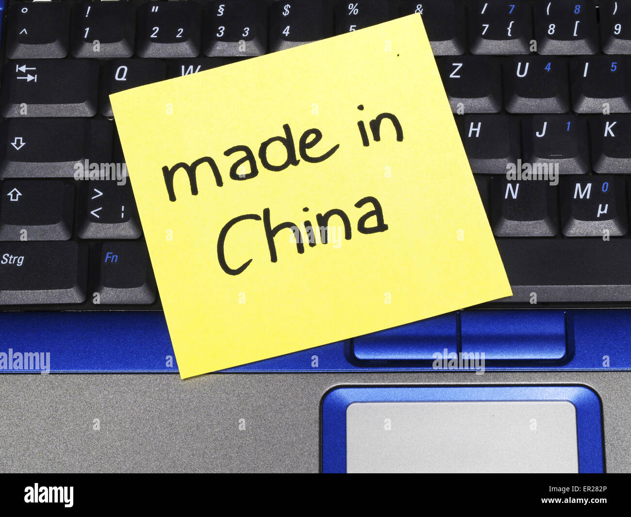 Memo note on notebook, made in China Stock Photo - Alamy