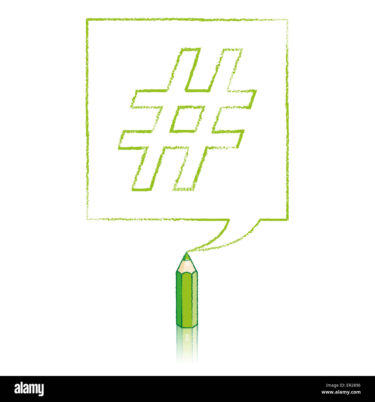 Green pencil drawing hashtag icon hi-res stock photography and images ...
