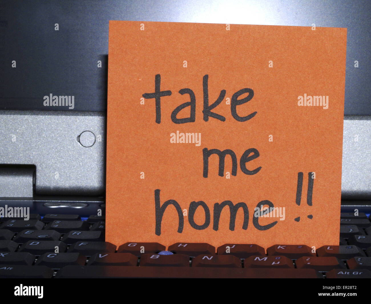 Memo note on notebook, Take me home Stock Photo - Alamy