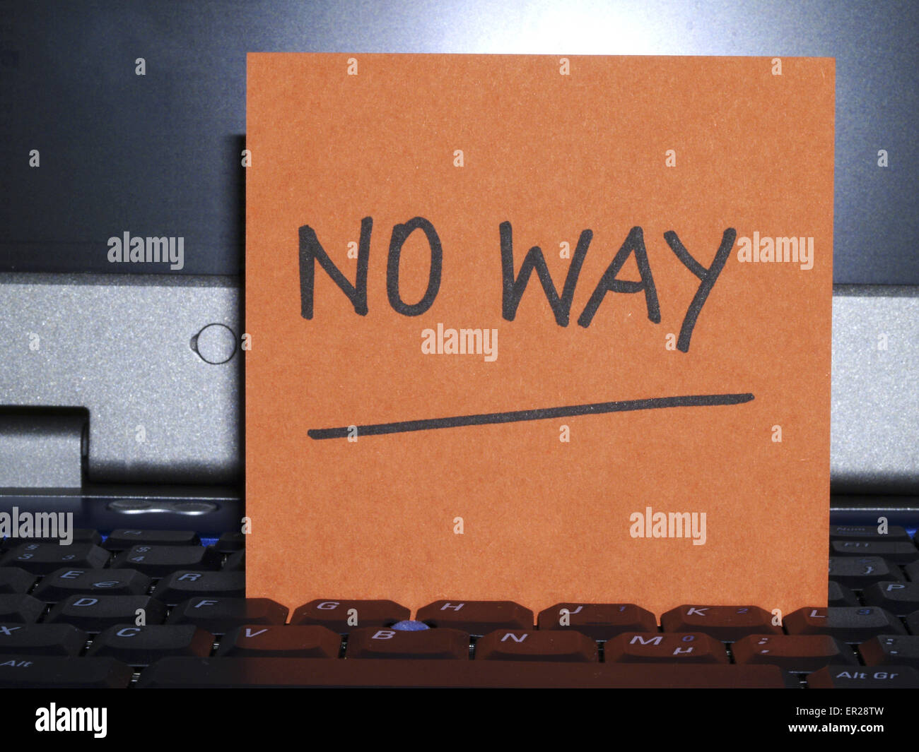 Memo note on notebook, no way Stock Photo - Alamy