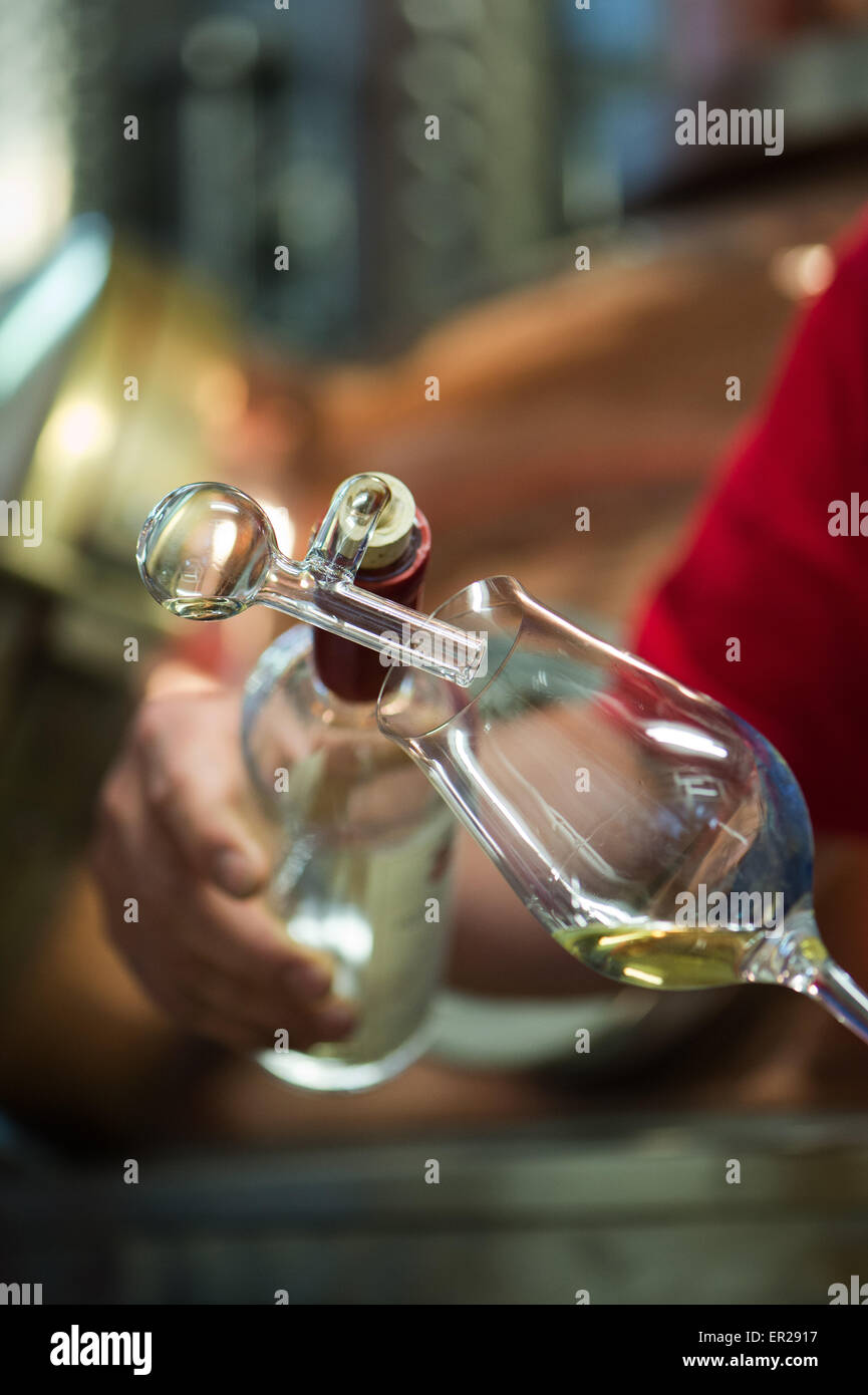 Klipphausen, Germany. 19th May, 2015. Master distiller Siegbert Henning ...