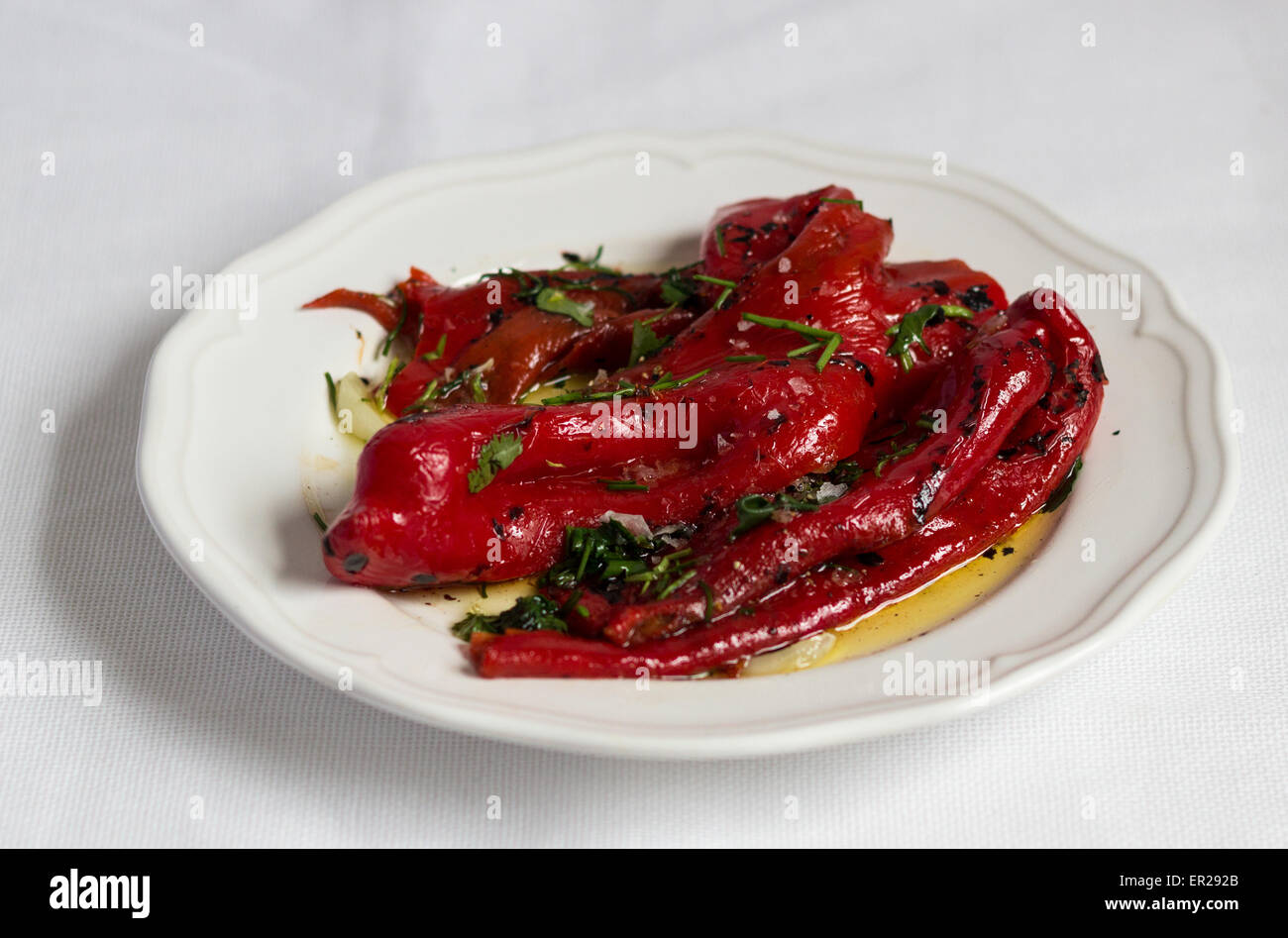 Roast red peppers Stock Photo - Alamy