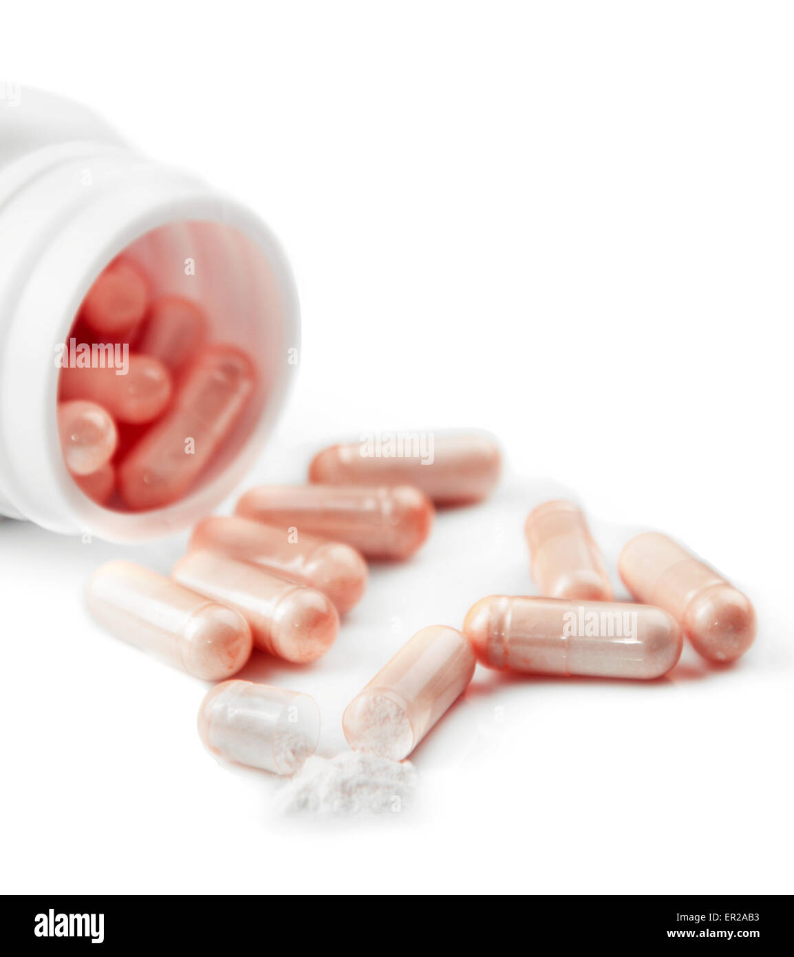 Medications on the table for treating patients on the white background ...