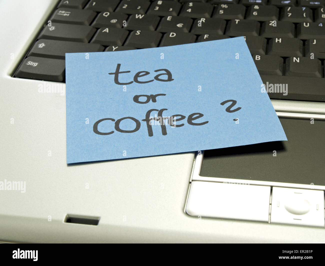 Memo note on notebook, tea or coffee Stock Photo - Alamy