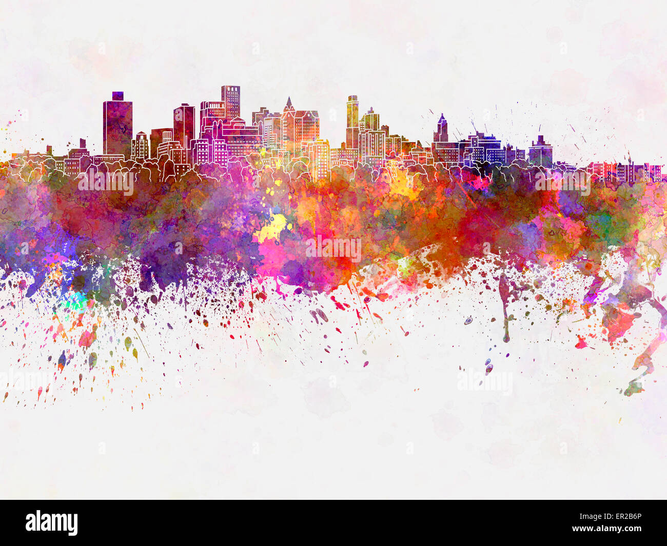 Brooklyn skyline in watercolor Stock Photo - Alamy